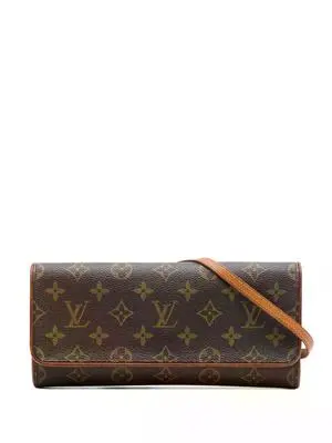 LOUIS VUITTON 2001 Monogram Pochette Twin Gm Crossbody Bag - Brown
