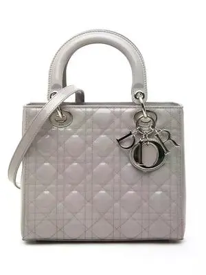 Dior 2012 Medium Patent Cannage Lady Dior Satchel Grey