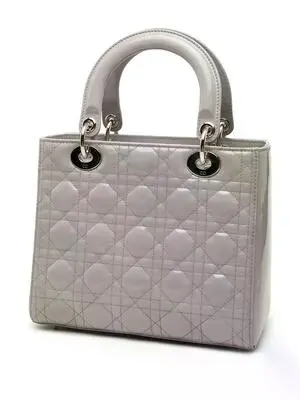Dior 2012 Medium Patent Cannage Lady Satchel - Grey
