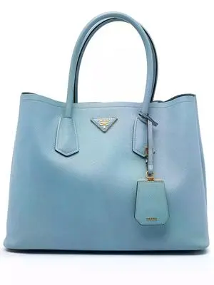 Prada Saffiano Cuir Double Satchel - Blue