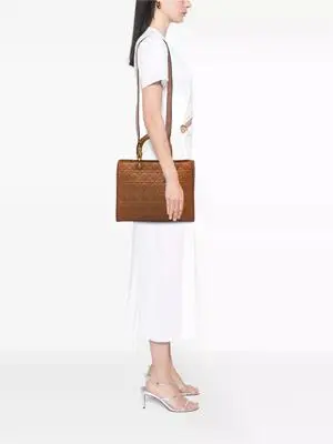 Dior Large Ultra Matte Calfskin Cannage Embossed Lady Satchel - Brown