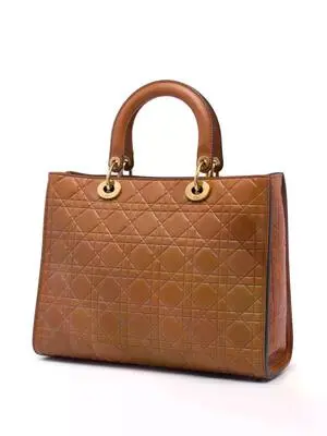 Dior Large Ultra Matte Calfskin Cannage Embossed Lady Satchel - Brown