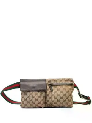Gucci Gg Canvas Web Double Pocket Belt Bag - Neutrals