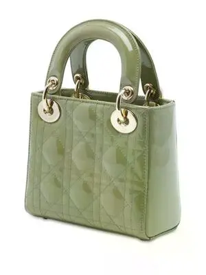 Dior Mini Patent Cannage Lady Satchel - Green