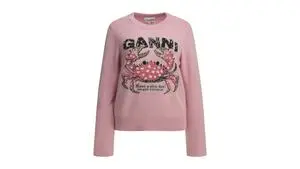 GANNI Crab Crewneck Sweatshirt Sweater - Pink