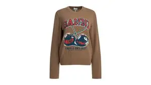 GANNI Cherry Crewneck Sweatshirt Sweater - Brown
