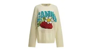GANNI Strawberry Crewneck Sweatshirt Sweater - White