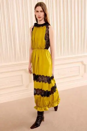 Ulla Johnson Alix Sleeveless Silk Midi Dress With Lace Trim