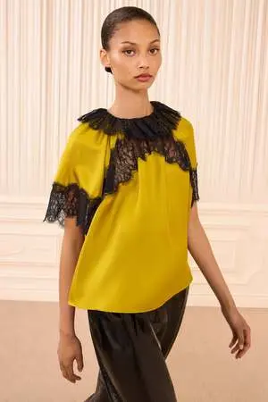 Ulla Johnson Nina Short Sleeve Silk Blouse - Citrine
