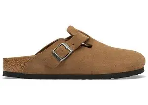 BIRKENSTOCK Boston Suede Leather Clogs - Dark Tea