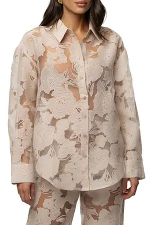 JLUXLABEL Organza Floral Blouse - Beige
