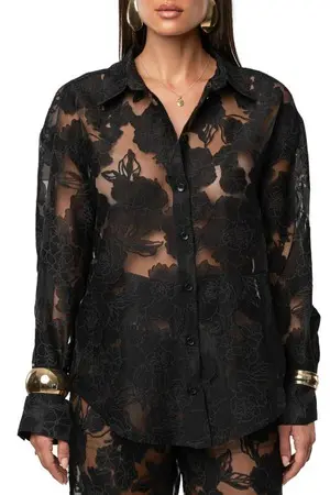 JLUXLABEL Organza Floral Blouse