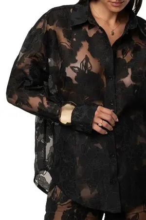 JLUXLABEL Organza Floral Blouse