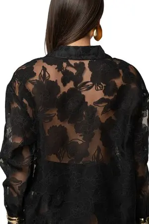 JLUXLABEL Organza Floral Blouse