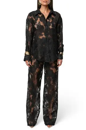JLUXLABEL Organza Floral Blouse
