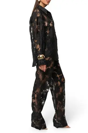 JLUXLABEL Organza Floral Blouse