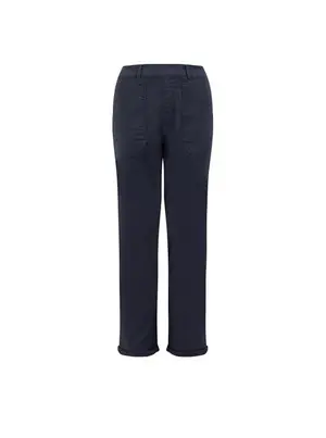 WEIRD FISH Malorri Cotton Chino Trousers - Navy