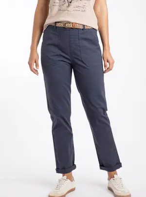 WEIRD FISH Malorri Cotton Chino Trousers - Navy