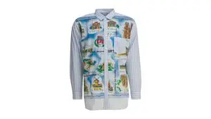 Comme Des Garçons Striped Print Shirt - Light Blue