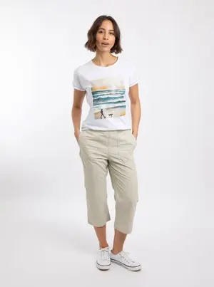 WEIRD FISH Anyar 3/4 Length Ripstop Trousers - Oyster