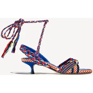 AMAMBAIH Aitana Braided Cotton Lace-up Kitten Heel Sandal - Miro