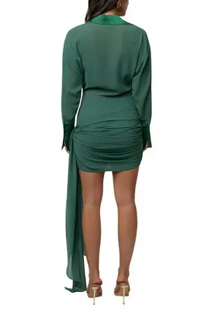 JLUXLABEL Mini Dress With Plunge Neckline And Draped Overlay