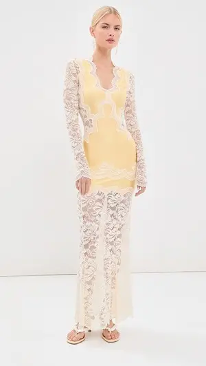 Rabanne Lace And Jersey Gown