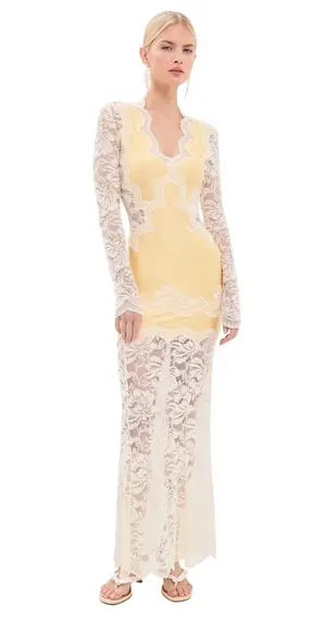 Rabanne Lace And Jersey Gown - Ivory