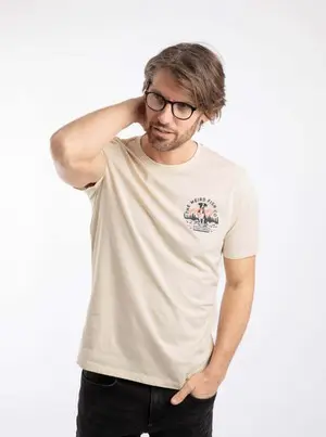 WEIRD FISH Dog Trails Back Print Graphic T-shirt - Egg Shell