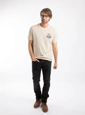 WEIRD FISH Dog Trails Back Print Graphic T-shirt - Egg Shell