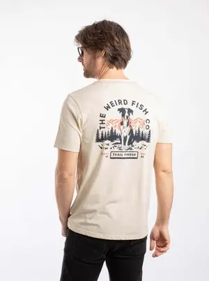 WEIRD FISH Dog Trails Back Print Graphic T-shirt - Egg Shell