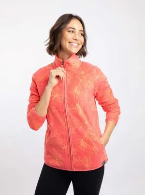 WEIRD FISH Rochelle Full Zip Printed Microfleece Jacket - Flamingo