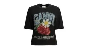 GANNI Strawberry Crewneck Sweatshirt Sweater - Black