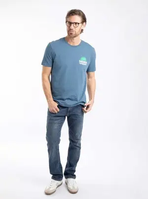 WEIRD FISH Sun Beam Back Print Graphic T-shirt - Washed Blue