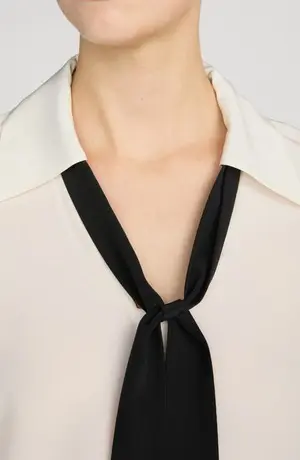 FRAME Contrast Tie Silk Shirt