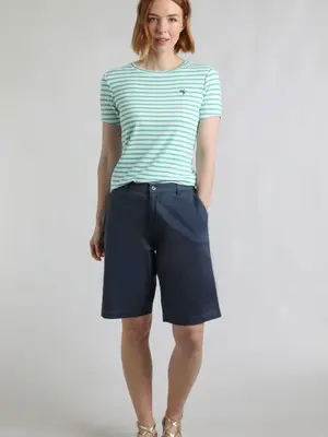 WEIRD FISH Annalise Knee Length Chino Shorts - Navy