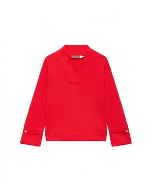 Mint Velvet Cotton V-neck Sweatshirt With Button Detail