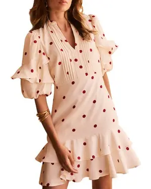 Mint Velvet Polka Dot Ruffled Mini Dress