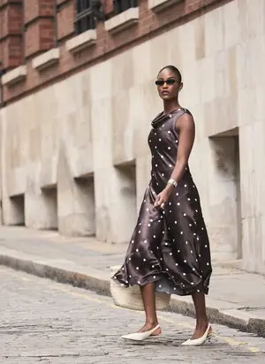 Mint Velvet Polka Dot Cowl Neck Midi Dress
