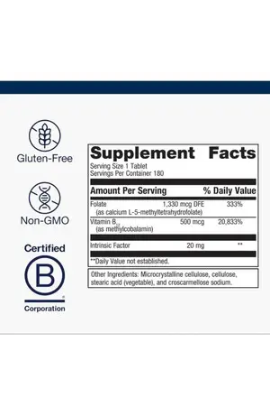 METAGENICS Intrinsi Vitamin B12-folate Supplement Tablets 180 Tablets