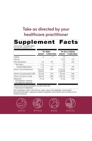 BARIATRIC ADVANTAGE Calcium Citrate Chewable 500mg Supplement 270 Count