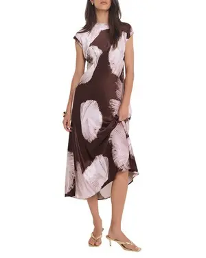 Mint Velvet Satin Abstract Print Midi Dress