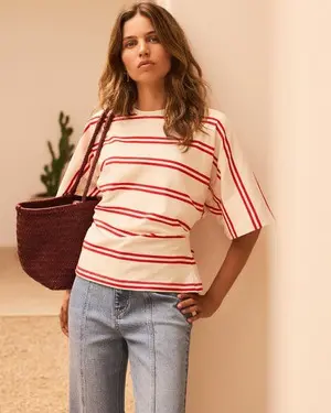 Mint Velvet Striped Batwing T-shirt