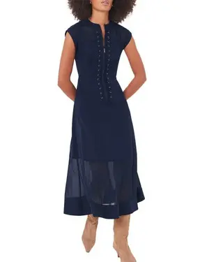 Mint Velvet Sleeveless Zip Front Sheer Panel Midi Dress