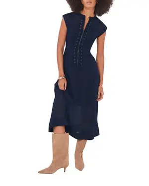 Mint Velvet Sleeveless Zip Front Sheer Panel Midi Dress