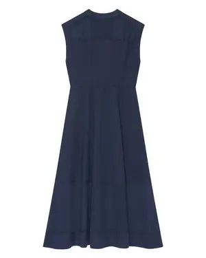Mint Velvet Sleeveless Zip Front Sheer Panel Midi Dress