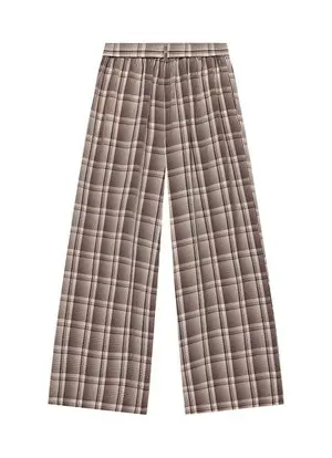 Mint Velvet Check Wide-leg Trousers With Tie Waist