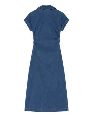 Mint Velvet Denim Ruched Midi Shirt Dress