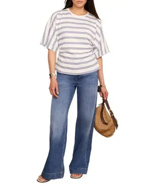 Mint Velvet Cotton Stripe Batwing T-shirt