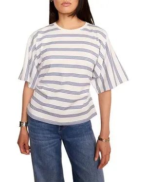 Mint Velvet Cotton Stripe Batwing T-shirt